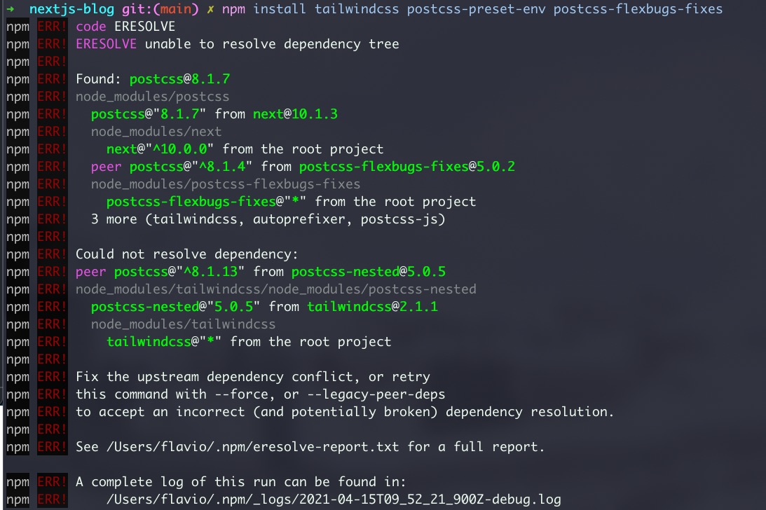 How To Fix The unable To Resolve Dependency Tree PostCSS And Tailwind 
