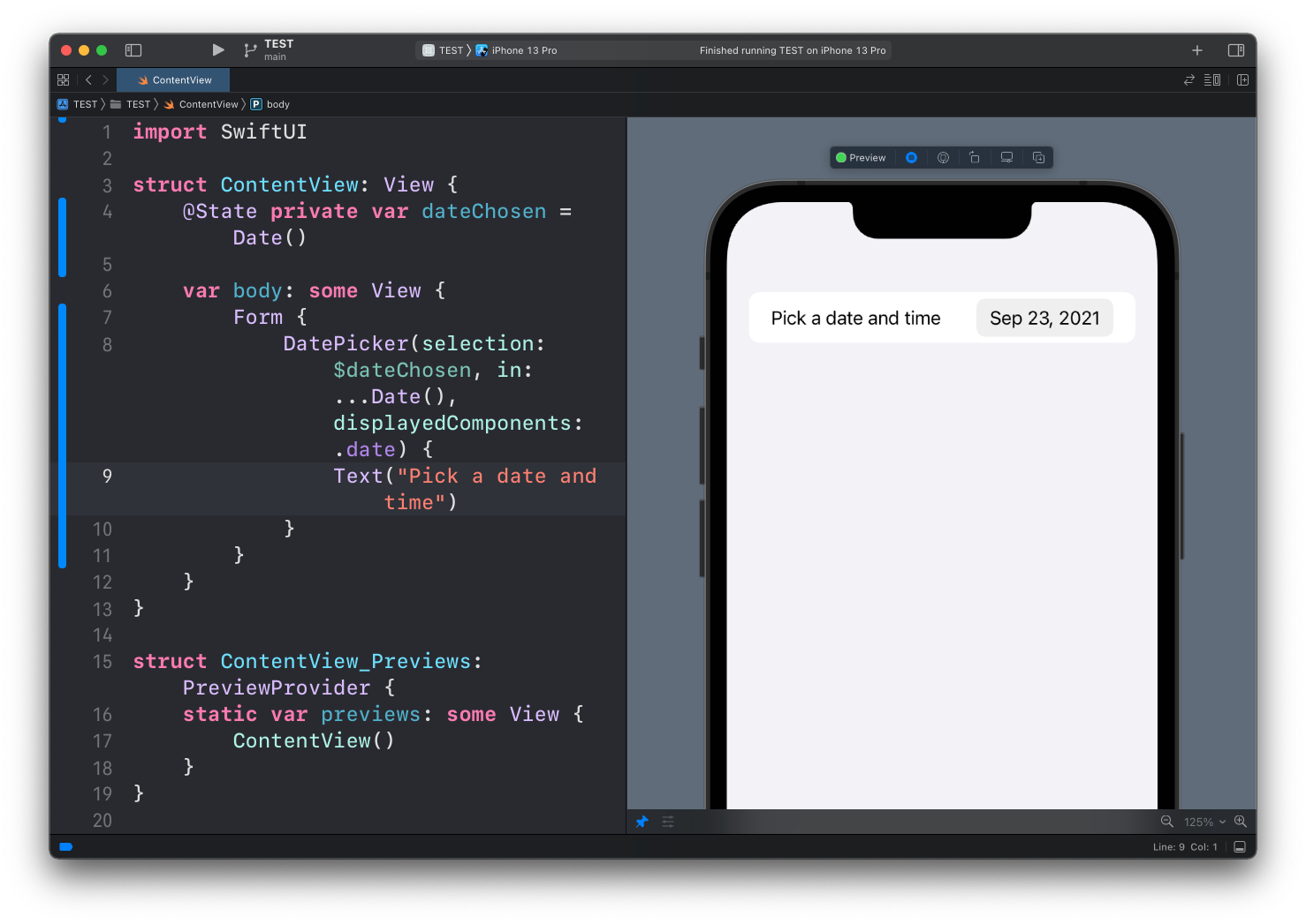 SwiftUI Forms DatePicker